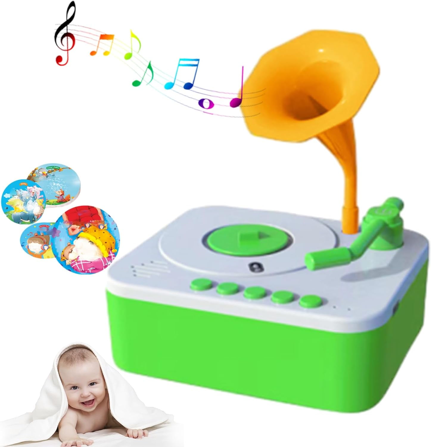 Kids Phonograph Record Player, Kids Gramophone with 96 Cards, Music ...