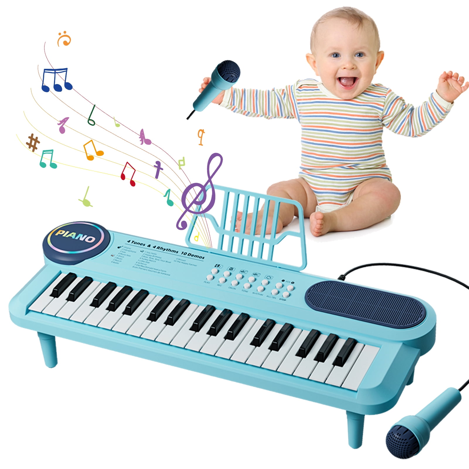 Kids Piano Keyboard, 37 Keys Piano for Kids Music Piano with Microphone ...