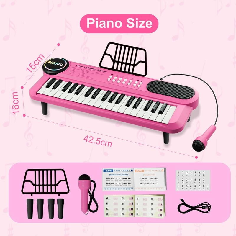 Kids Piano Keyboard with Microphone, 37 Keys Portable Electronic ...