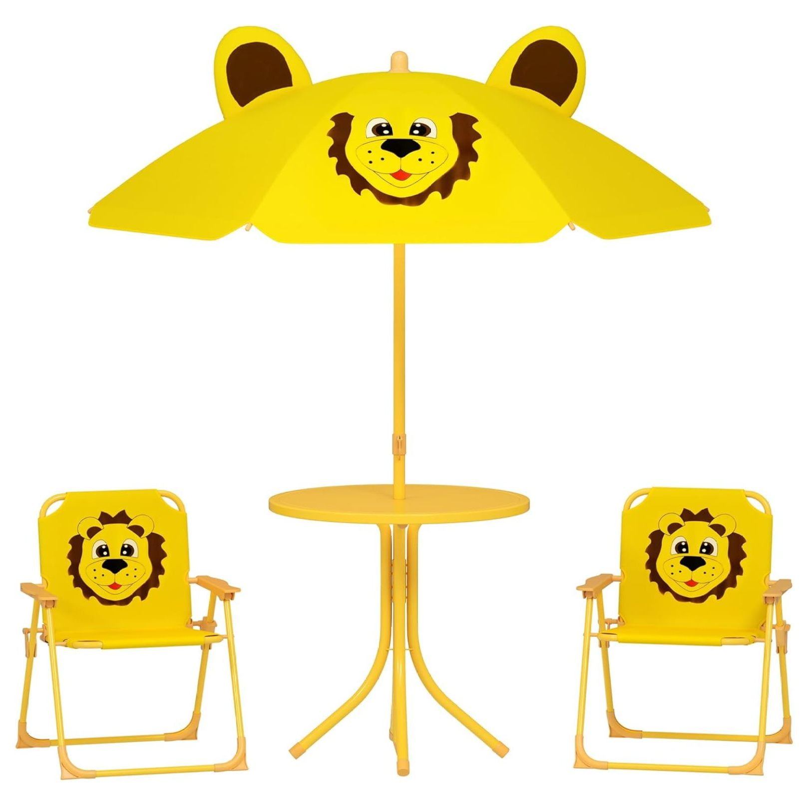 Kids Picnic Table and Chair Set, Outdoor Activity Table with Foldable ...