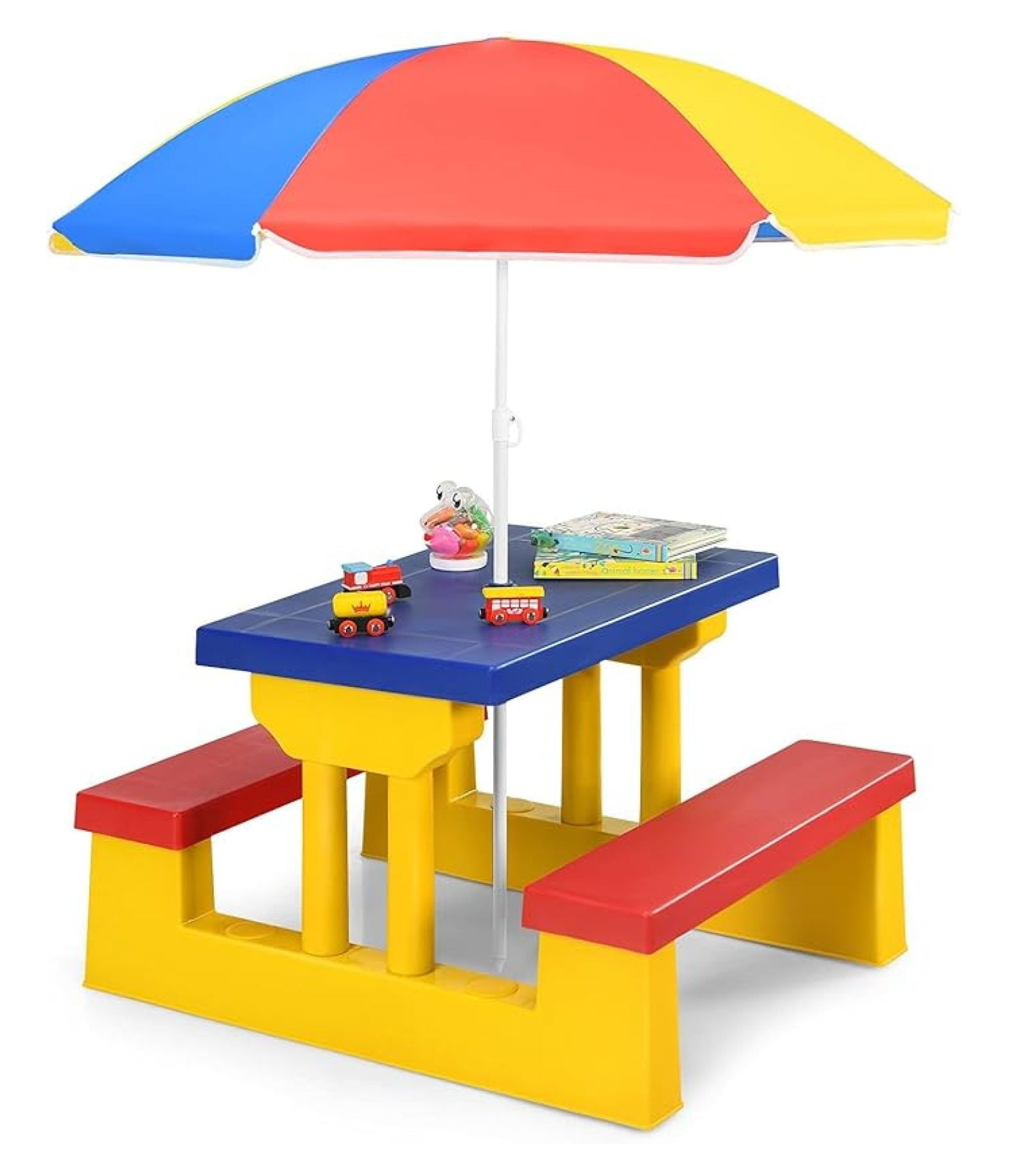 Kids Picnic Table, Outdoor Kids Table and Set w/Removable Umbrella ...