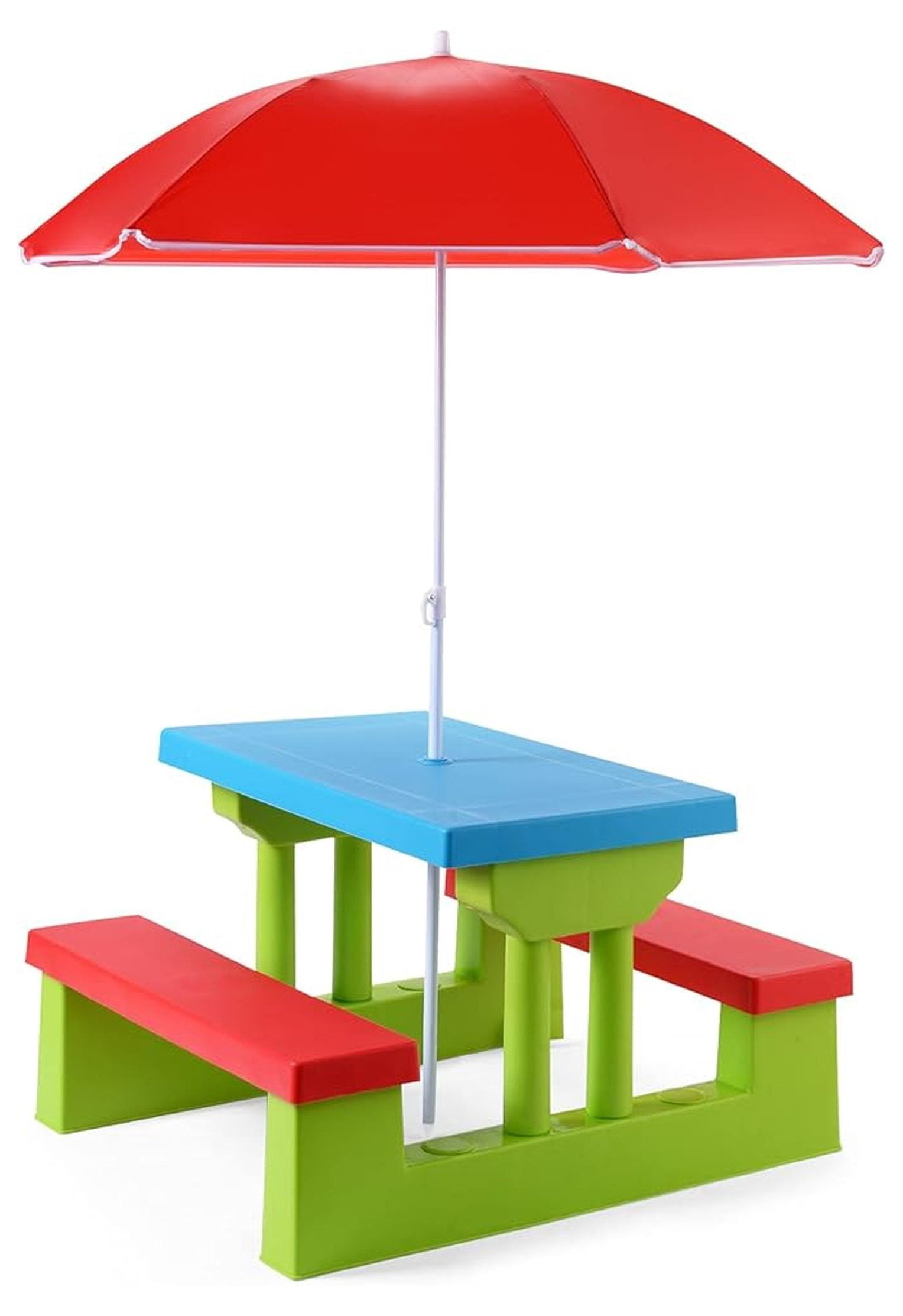 Kids Picnic Table Set with Umbrella - Outdoor Children's Patio ...