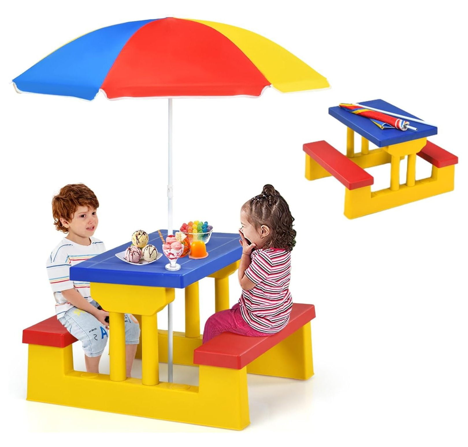 Kids Picnic Table, Toddler Picnic Table with Removable & Foldable ...