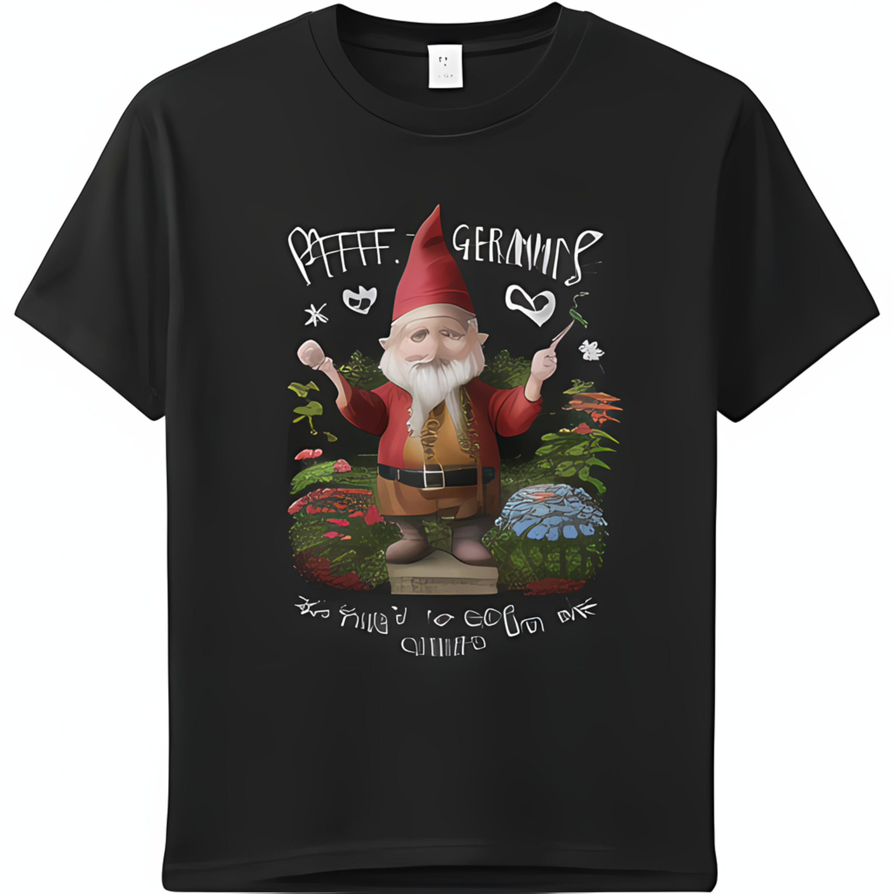 Kids' Piff Gnomes Black T-Shirt Adorable casting magic in garden Cute ...