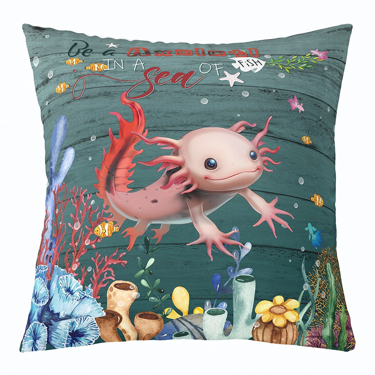 Kids Pink Axolotl Cushion Case 20x20 Inch Cartoon Cute Axolotl Throw ...