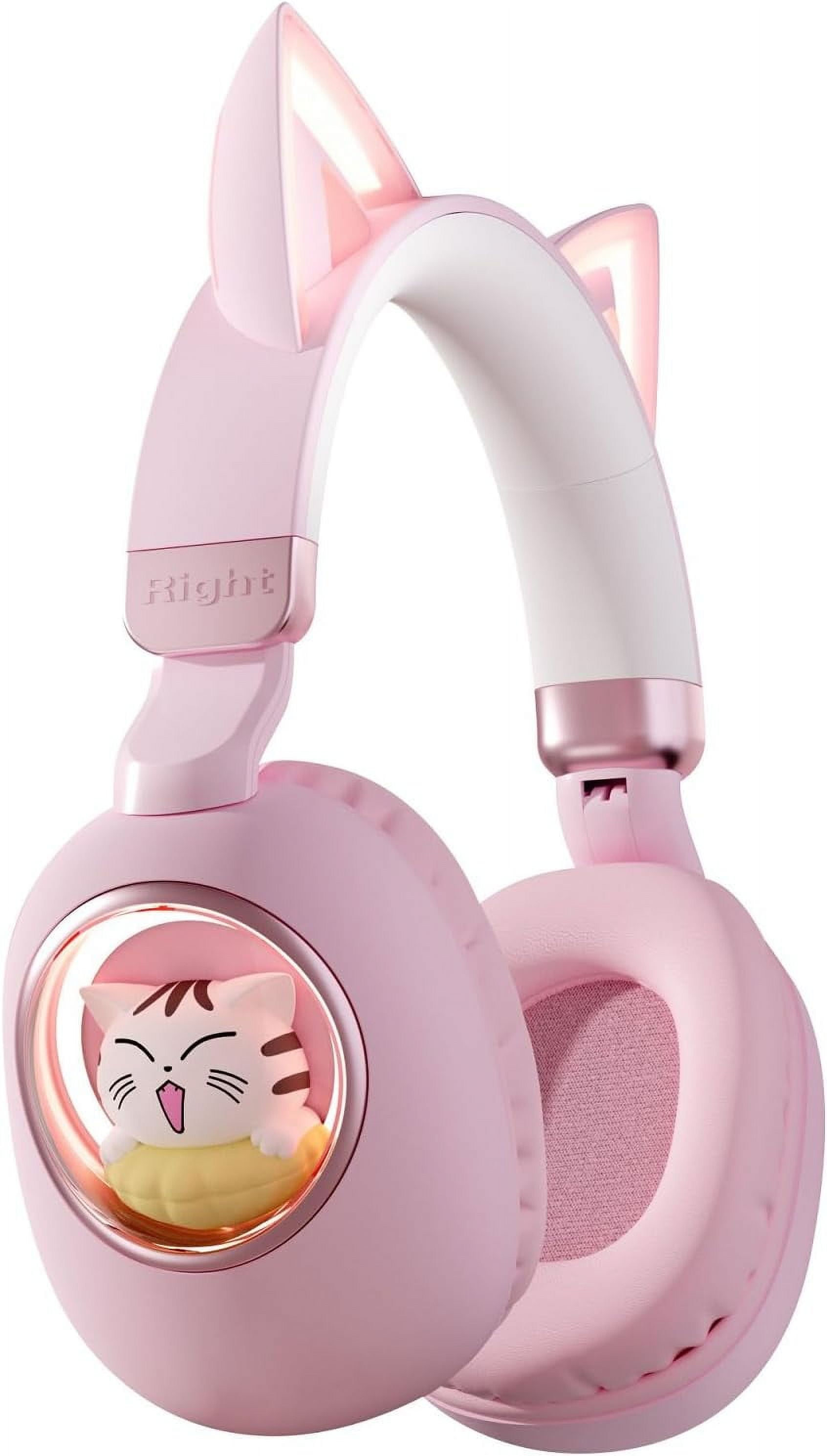 Kids Pink Cat Ear Headphones, Cute Kids Girls Wireless Bluetooth ...
