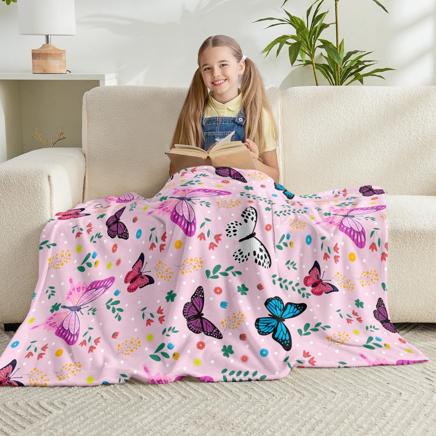 Kids Pink Princess Blanket for Girls, Soft Fleece Blanket for Couch ...