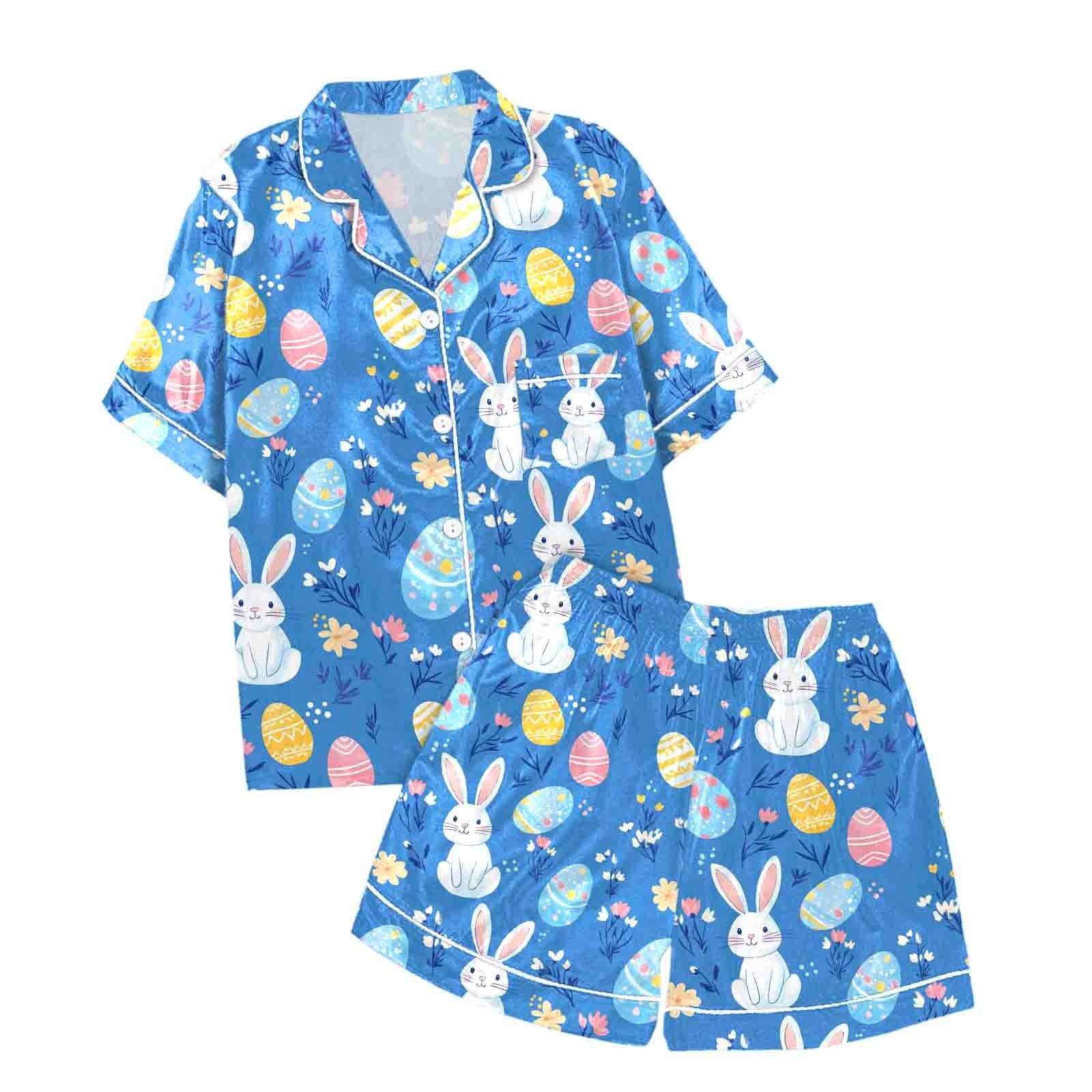 Kids Pjs Boys Easter Pajamas Girls Easter Egg Printed Short Sleeve ...
