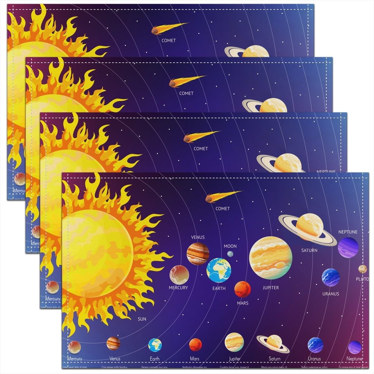 Kids Placemats for Dining Table Educational Table Place Mats Set of 4 ...