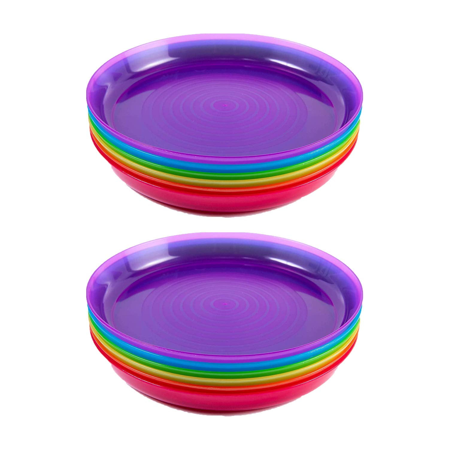 Kids Plastic Dinnerware Set of 12 Multi Color Plates - Reusable, BPA ...
