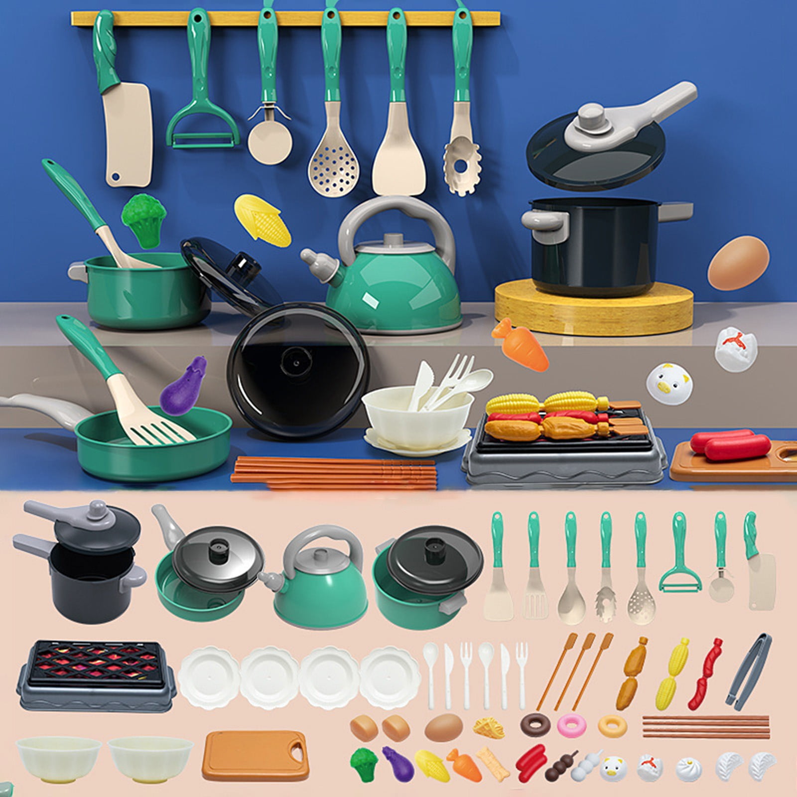 Kids Plastic Play Kitchen Set | Realistic Cooking Toys | Multicolor ...