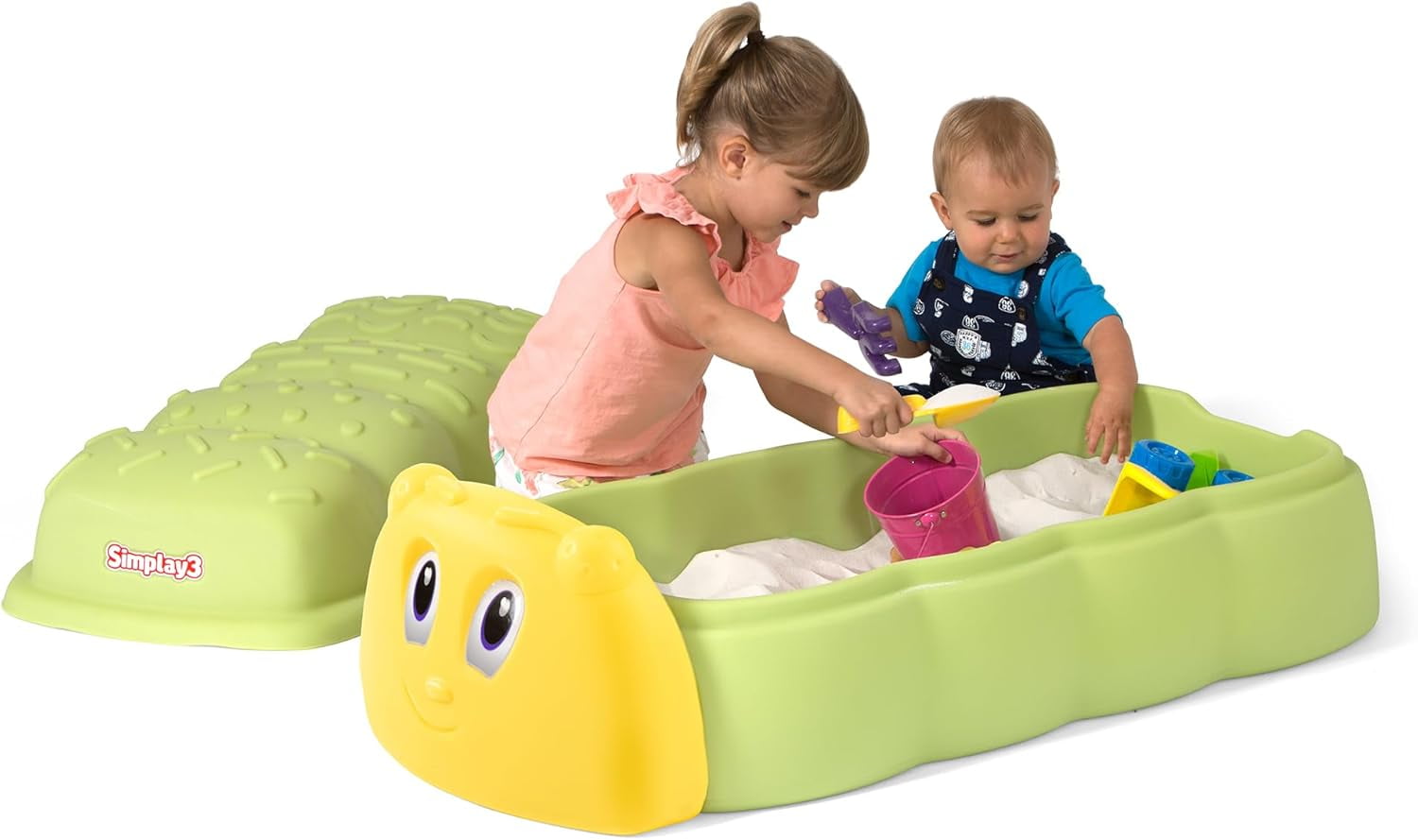 Kids Plastic Sandbox with Lid for Outdoor Play and Indoor Sensory Play ...