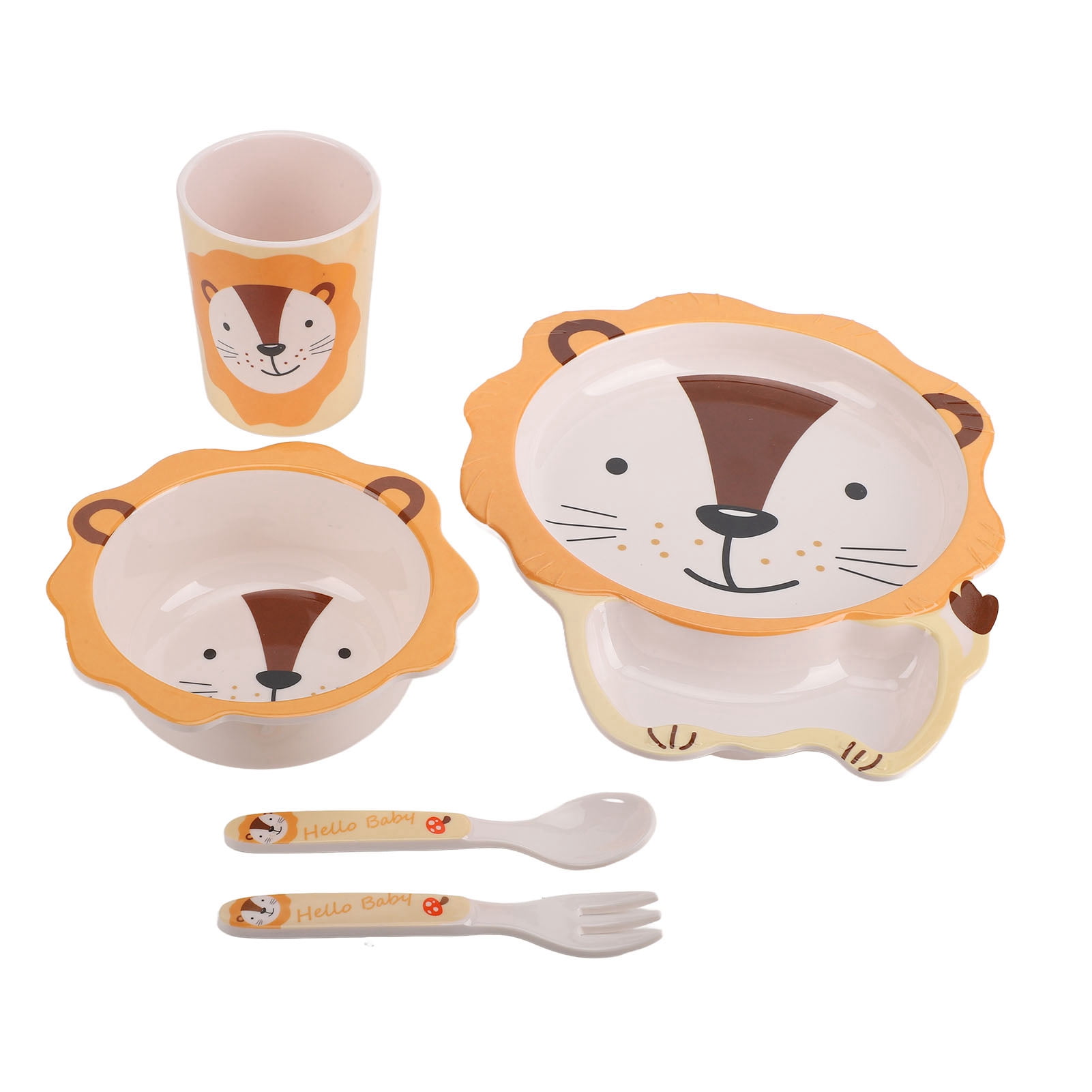 Kids Plates Set Cartoon Dishes Plates Utensils Set For Toddler Divided ...