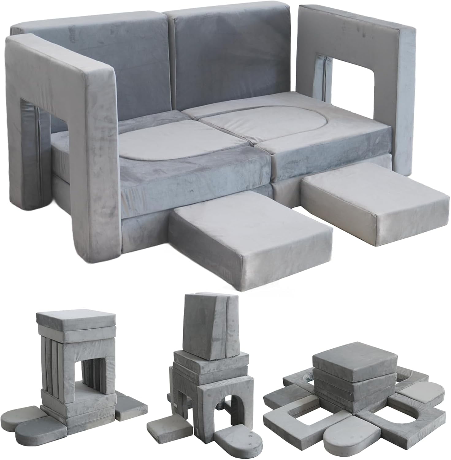 Kids Play Couch 12PCS, Modular Kids Play Sofa, Multifunctional Foam ...