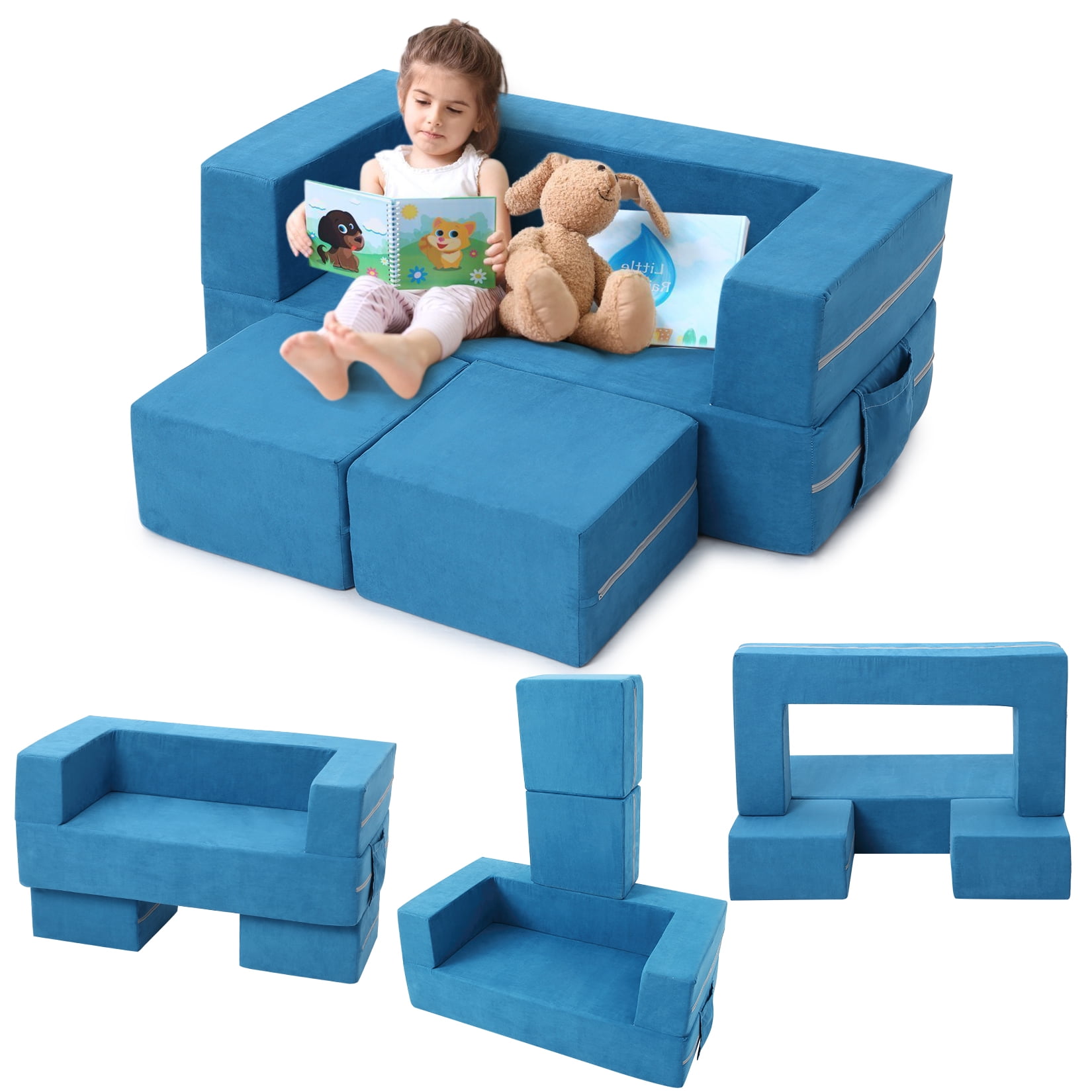 Kids Play Couch, 3Pcs Modular Kids Couch Toddler Couch for Playroom ...