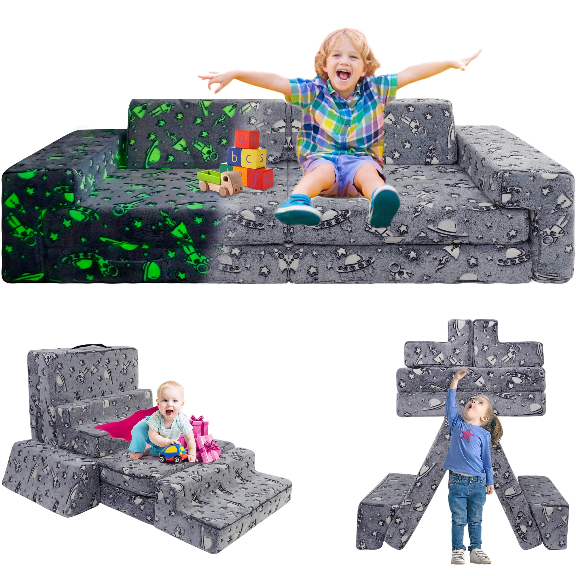 Kids Play Couch, Modular Toddler Glow Sofa for Playroom Bedroom ...
