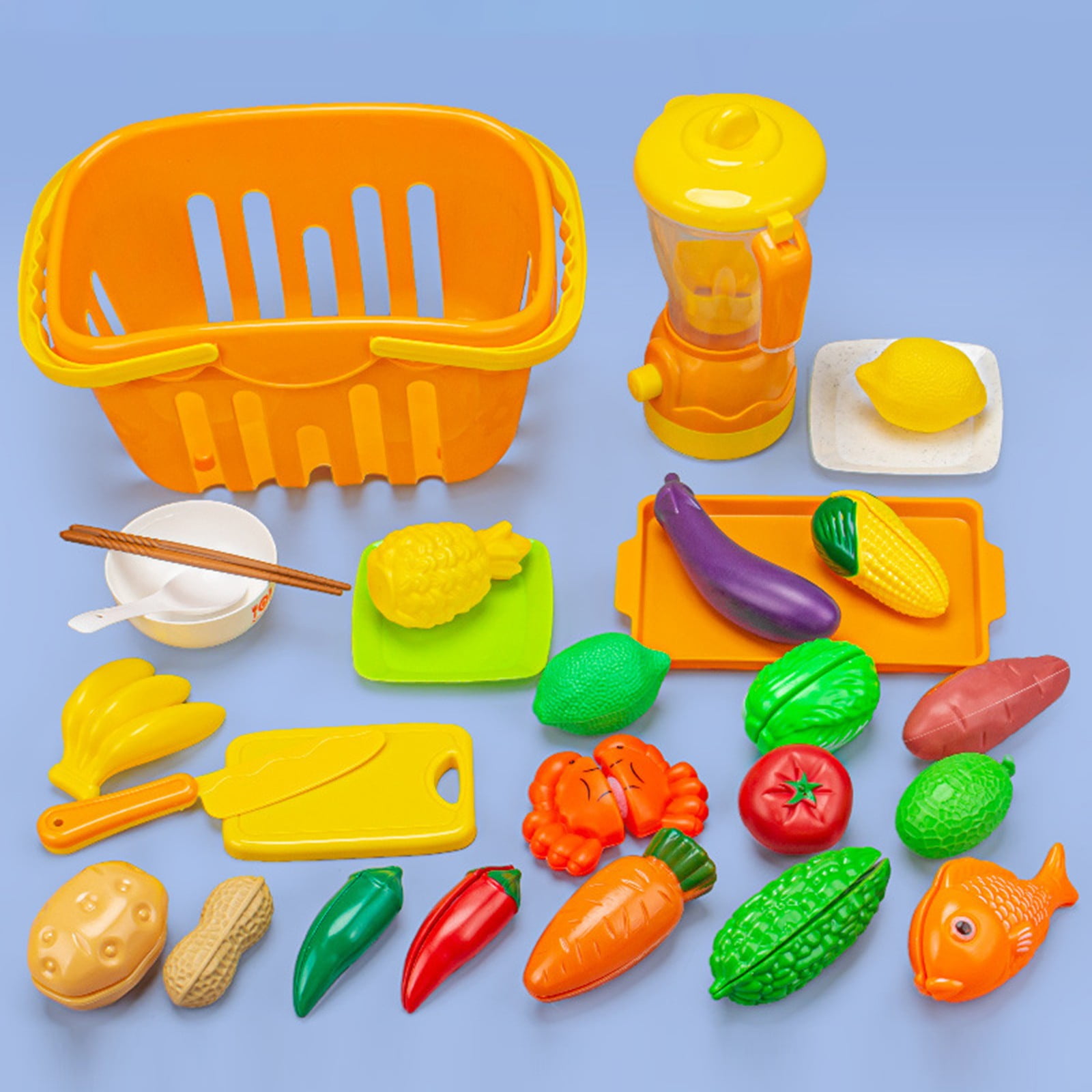 Kids Play Kitchen Set with 21 Cuttable Fruits & Vegetables – Includes ...