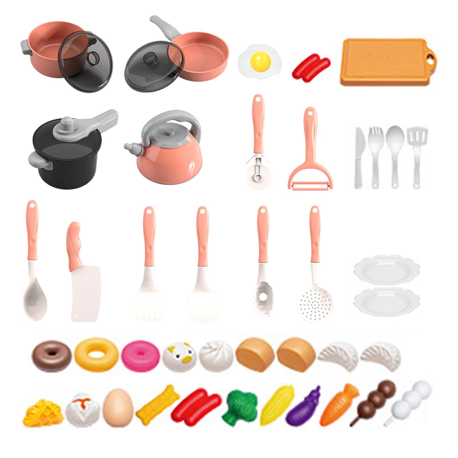 Kids Play Kitchen Set Pretend Cutting Toy With Realistic Safe Dishes ...