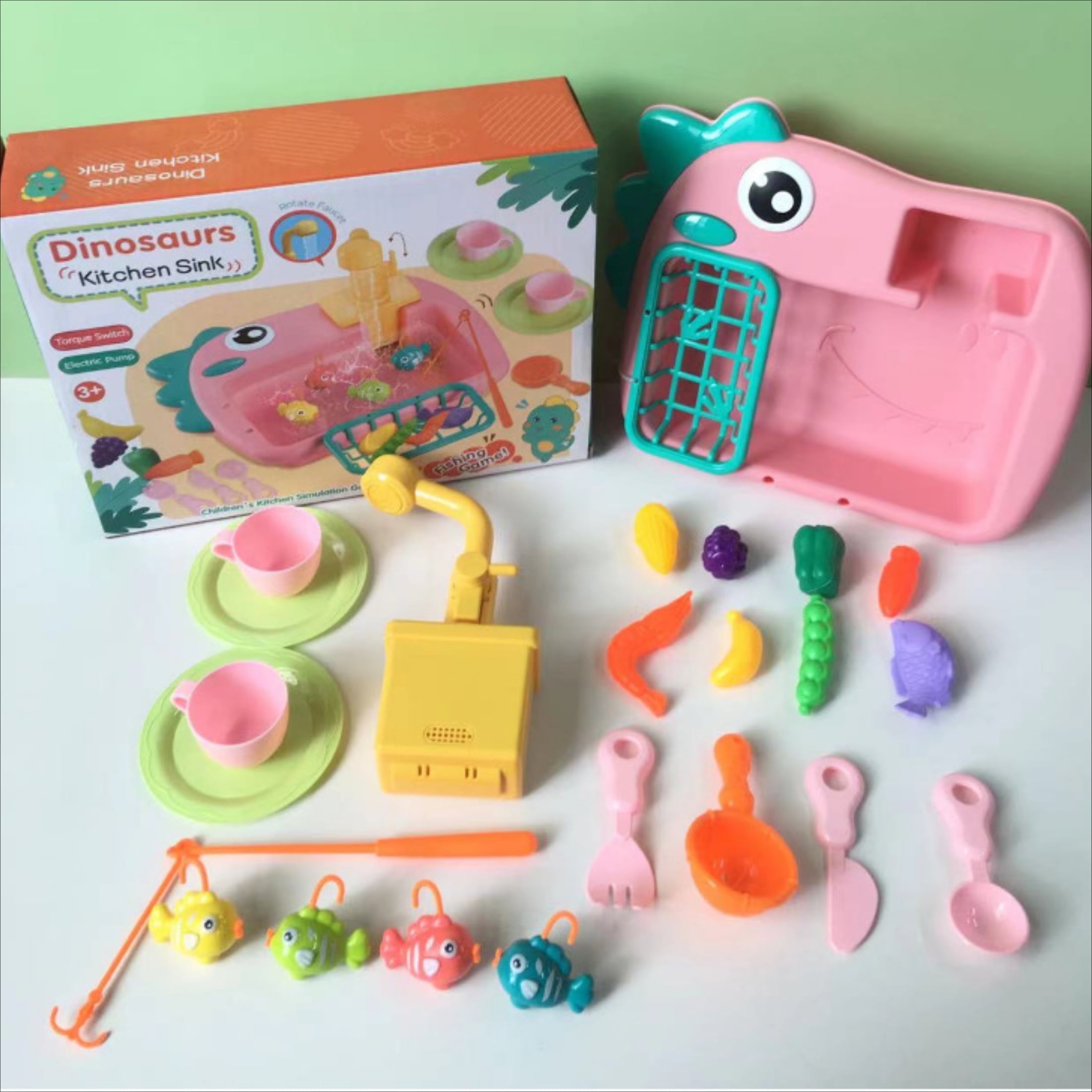 Kids Play Kitchen Sink Toy Set with Running Water - Interactive Pretend ...