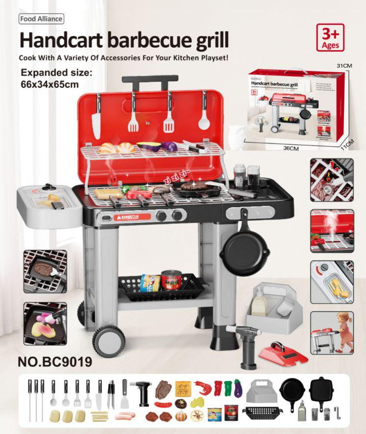 Kids Play Kitchen Toy Grill BBQ Kitchen Playset Outdoor Toy with Smoke ...