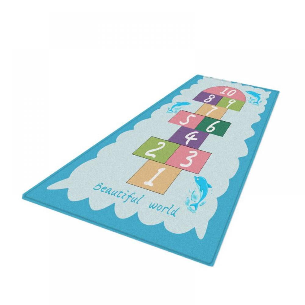 Kids Play Mat, Hopscotch Area Rug Runner 23.6"x70.8" Soft Plush ...