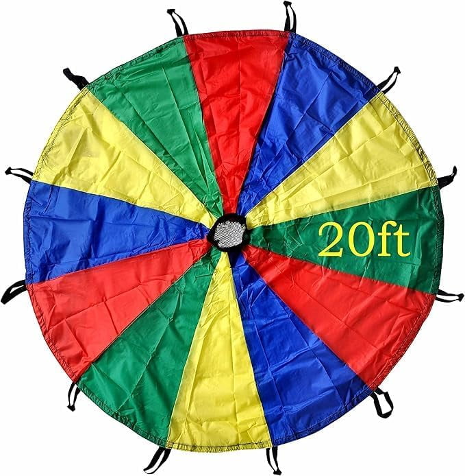 Kids Play Parachute 12 Ft, 16Ft, 20 Ft, Rainbow Parachute Toy Tent Game ...