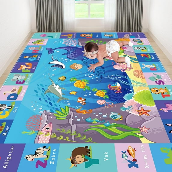 Kids Play Rug, Animals Print Baby Mat for Floor, Kids Rug for Playroom ...