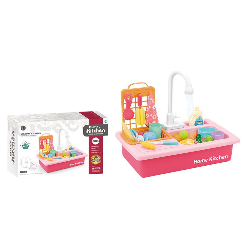 Kids Play Sink Toy with Running Water,Play Cooking Stove, Cookware Pot ...