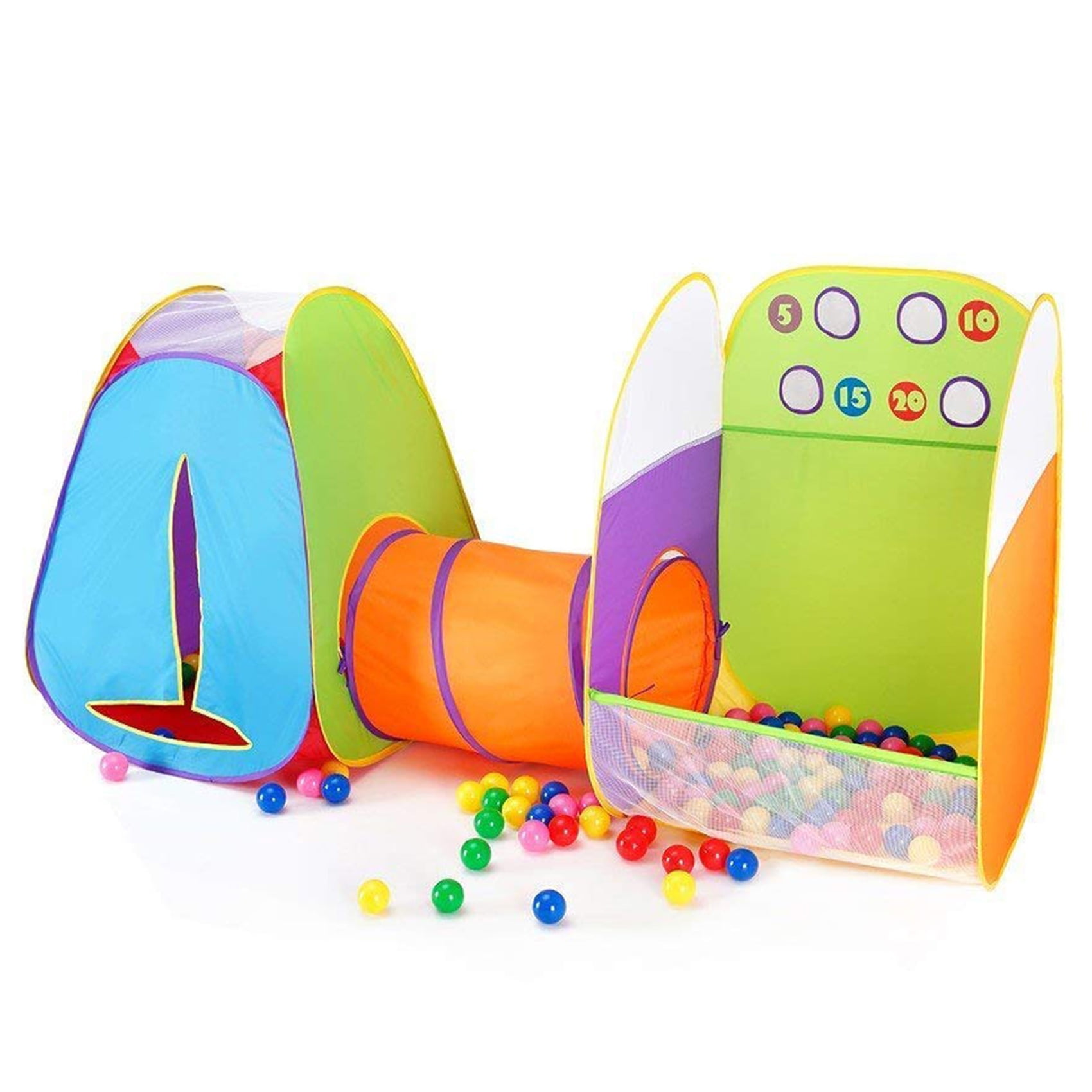 Pop Up Kids Play Tent 3-in-1 Game Zone - Jungle Gym, Play Tunnel & Toss ...