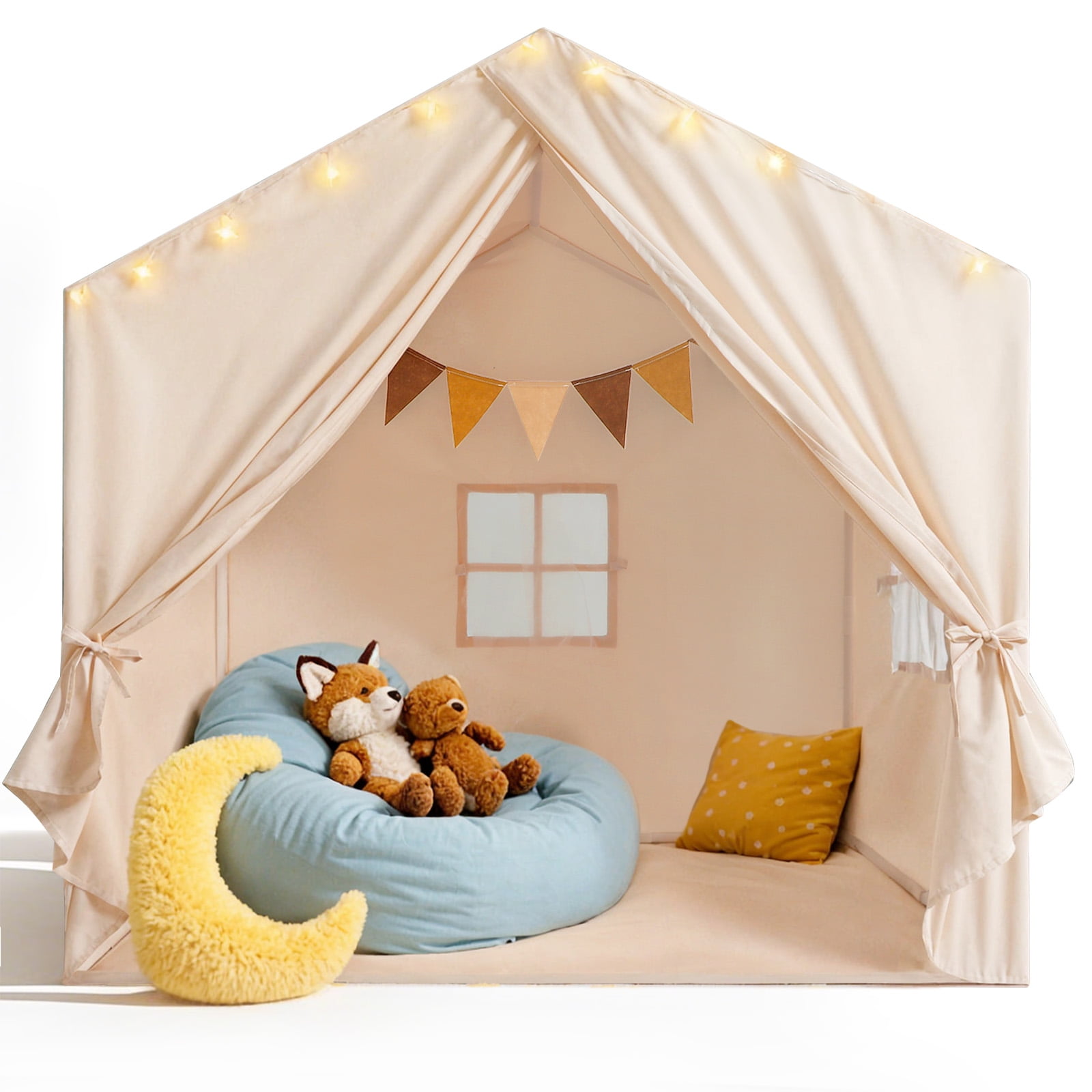 Kids Tent, Play Tent with Padded Mat and Lights, Large Play Tents with ...