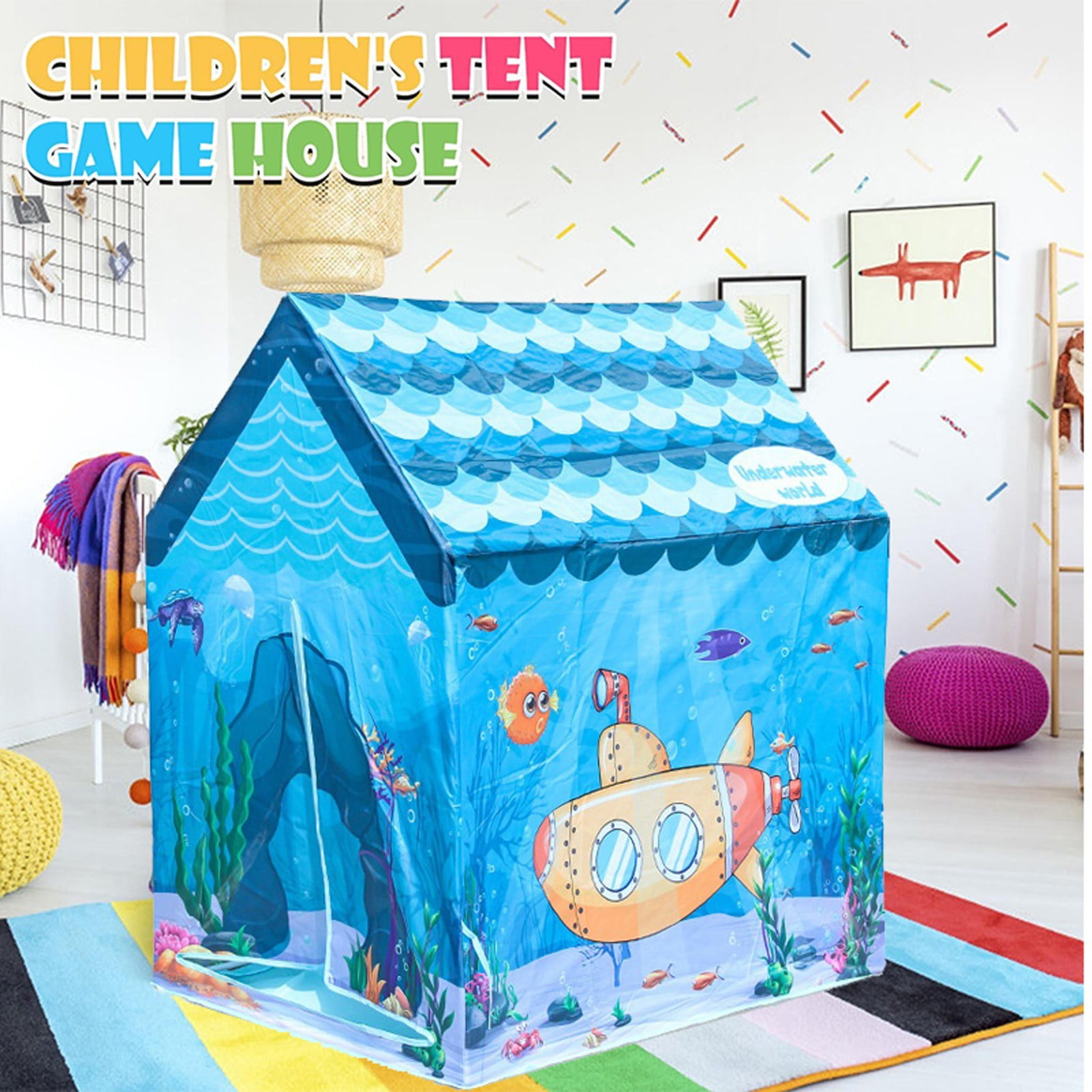 Kids Play Tent - Portable Indoor Outdoor Playhouse for Toddlers, Easy ...