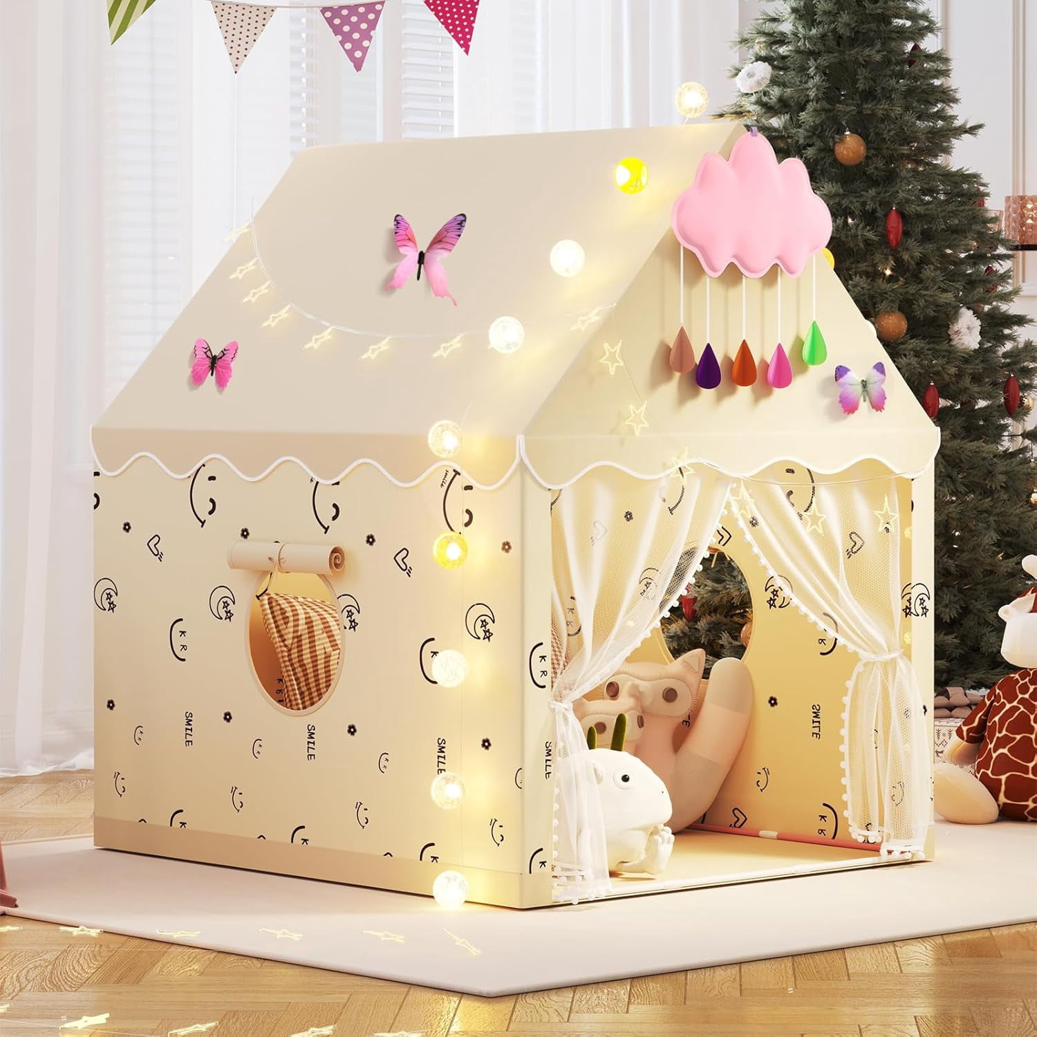Kids Play Tent, Princess Tent Indoor Playhouse Set with Star Lights ...