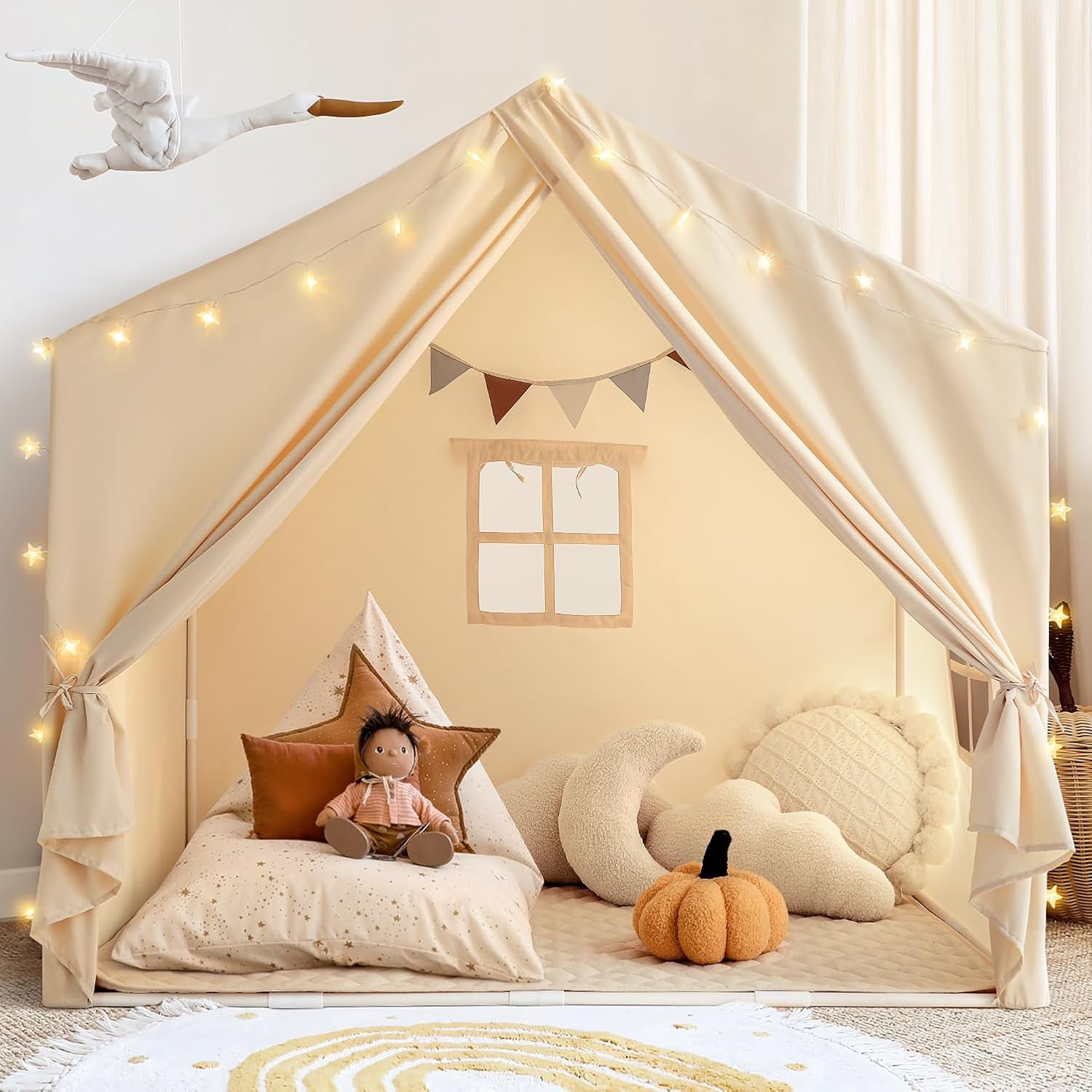 Kids Play Tent with Padded Mat, Large Kids Tent Indoor, Play House ...