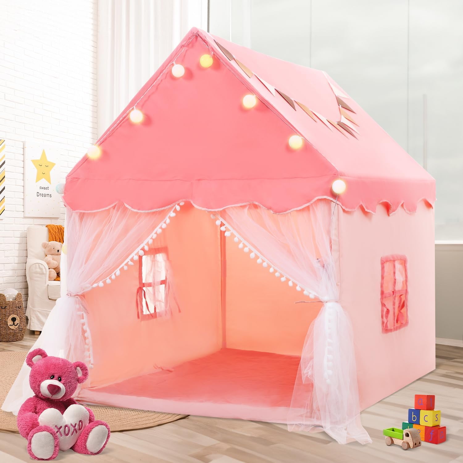 Kids Play Tent with Star Light, Padded Mat,Toddler Tent Indoor ...