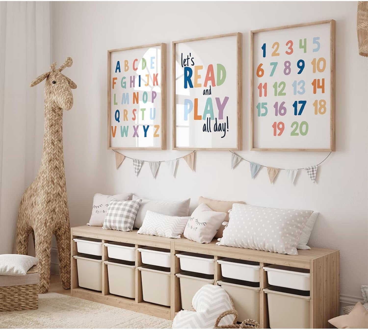 Kids Playroom Wall Art Decor Nursery ABC Alphabet Poster Play Room ...