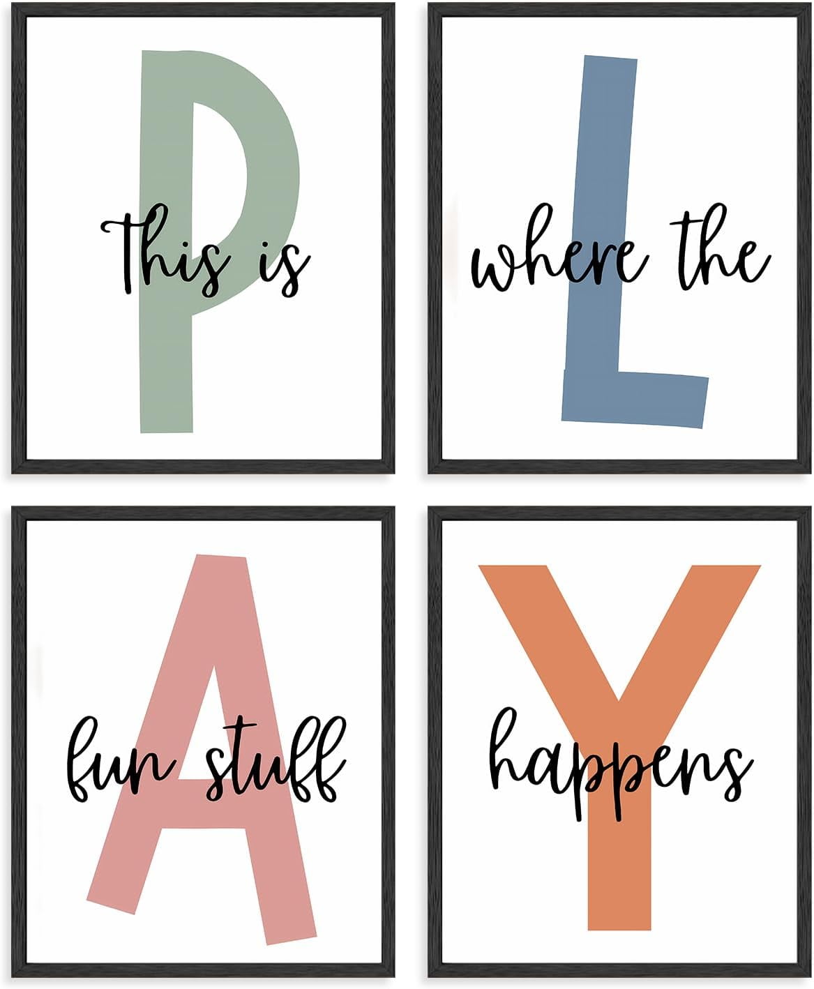 Kids Playroom Wall Art Poster Modern Nursery Decor, Playful Quotes Wall ...