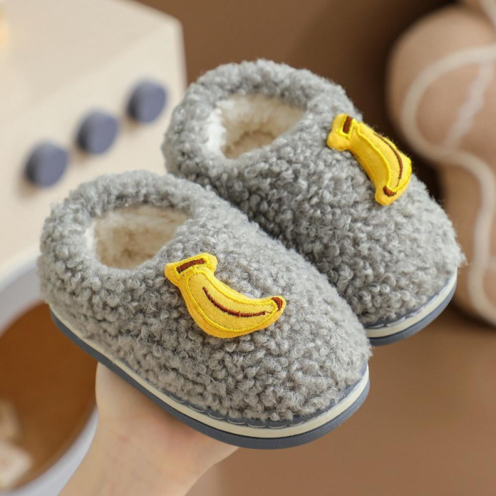 Kids Plush Indoor Slipper Shoes Boys Girls Warm Cartoon Slippers Cute ...