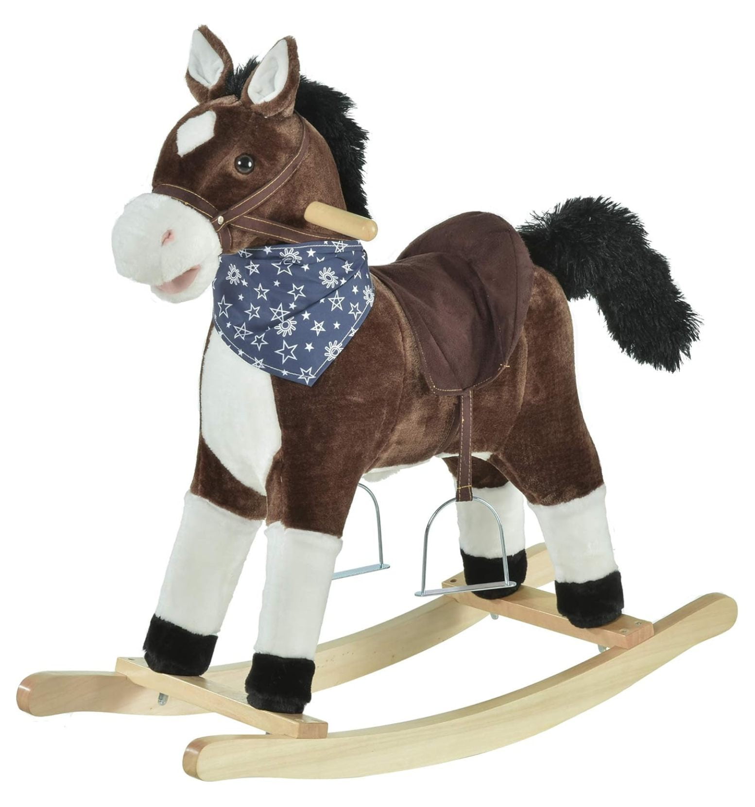Kids Plush Ride-On Rocking Horse Toy Rocker with Fun Realistic Sounds ...