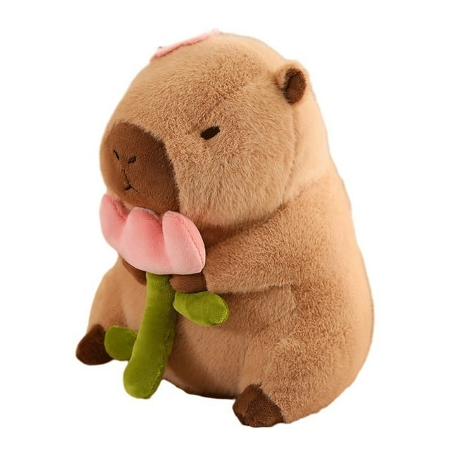 Kids' Plush Toy Pillows Capybara Plush Toy With Rose Soft Capybara ...