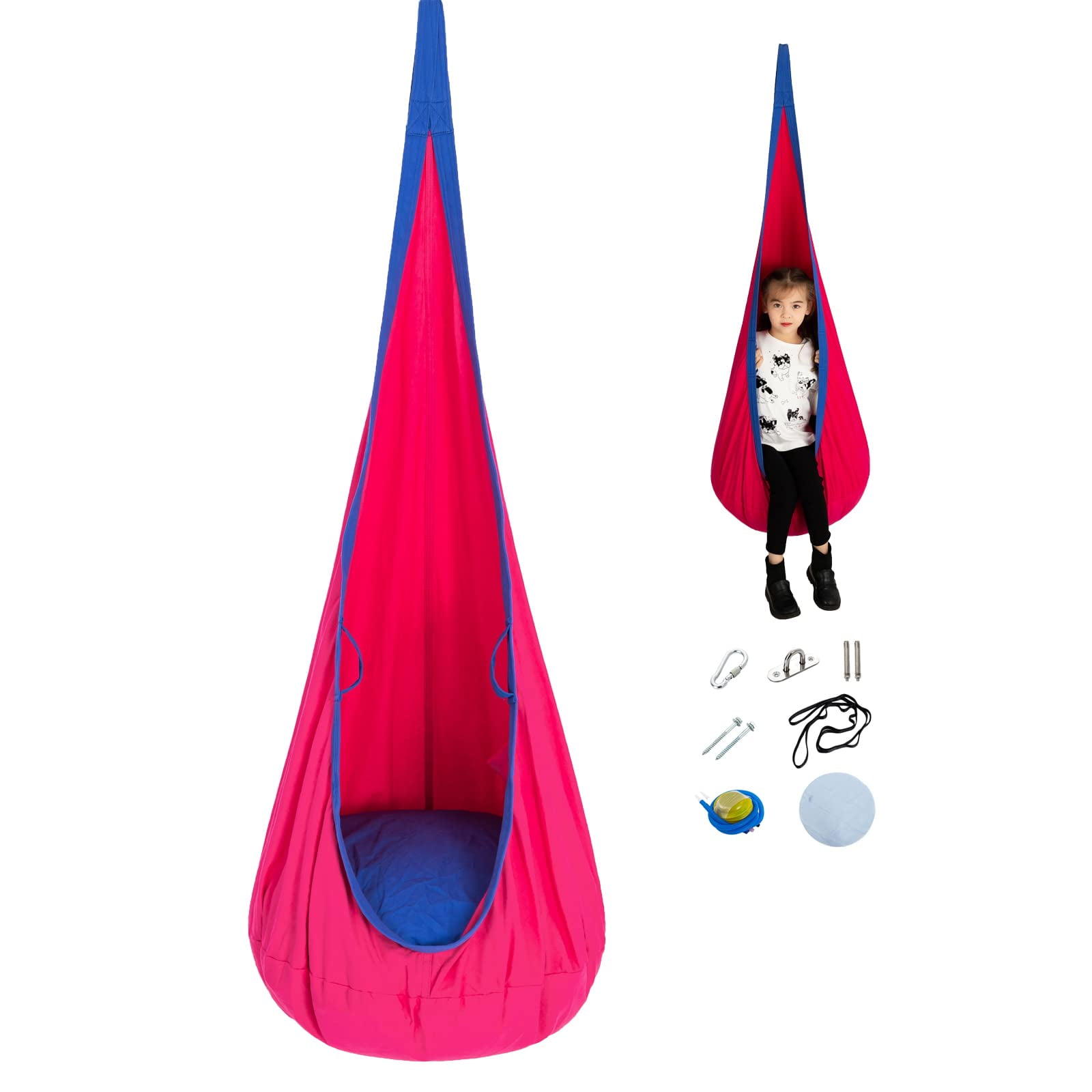 Kids Pod Swing Seat 100% Cotton Child Hammock Chair with PVC Inflatable ...