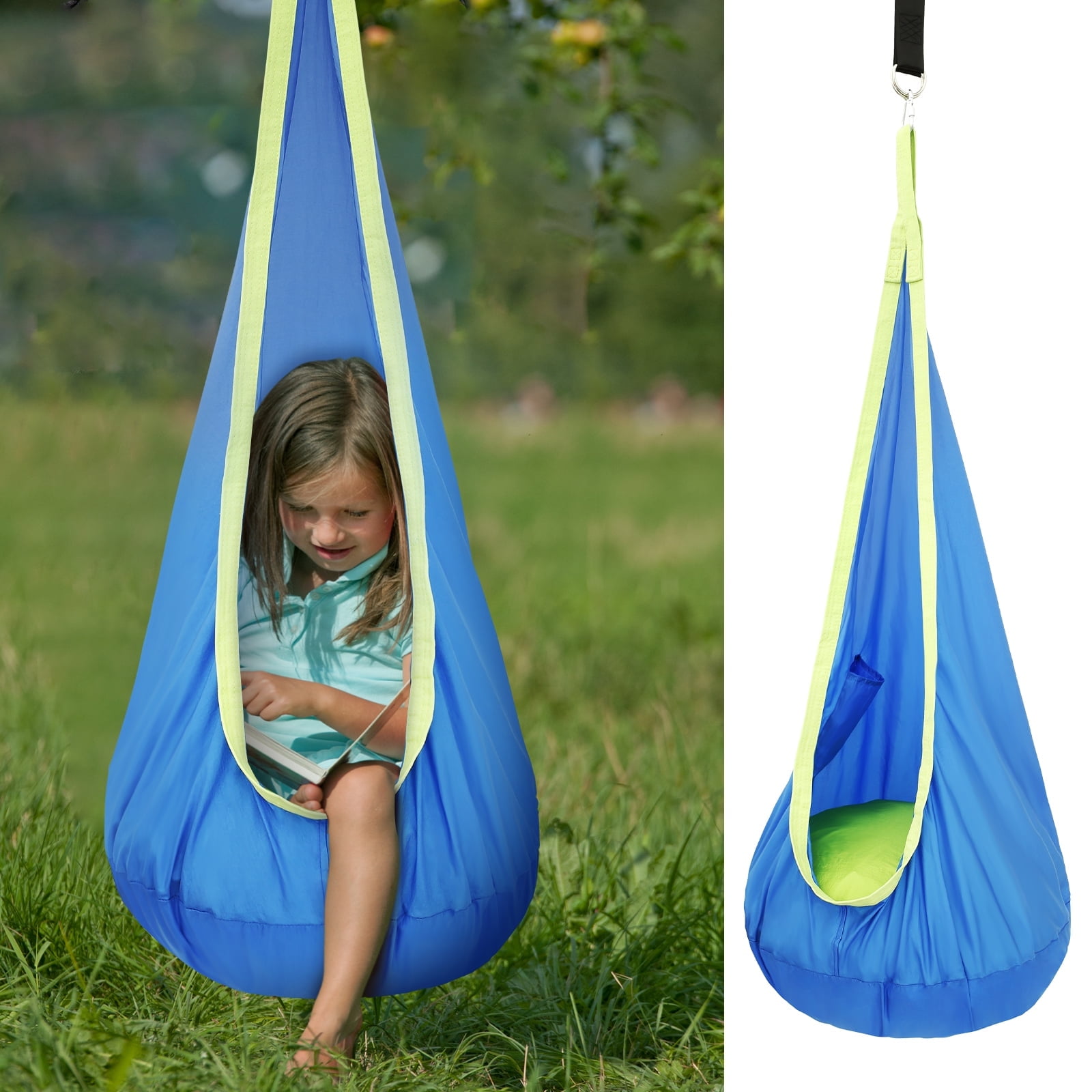 Kids Pod Swing Seat Hammock Chair Swing with Inflatable Pillow Hanging ...