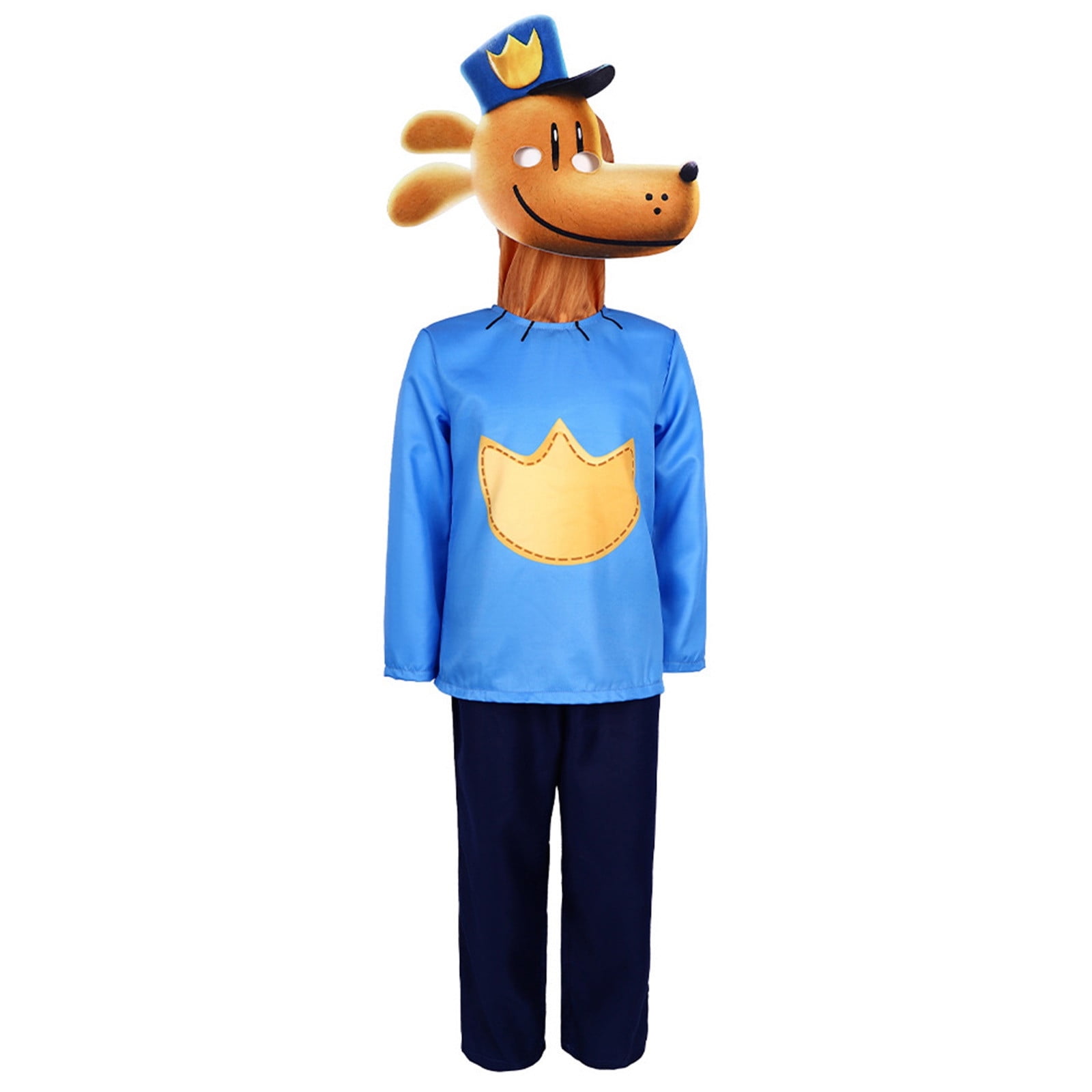 Kids Police Dog Costume Set with Mask, Blue Uniform Shirt, Pants, and ...