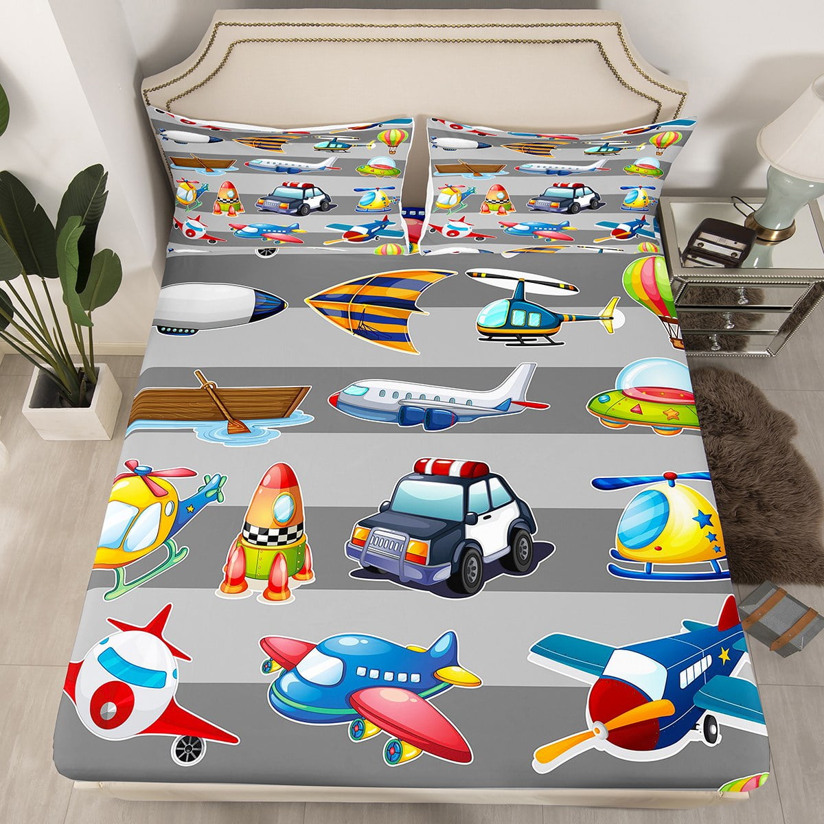 Police Helicopter Bedding Set Lifeboat Airplane Bed Sheets Teens ...