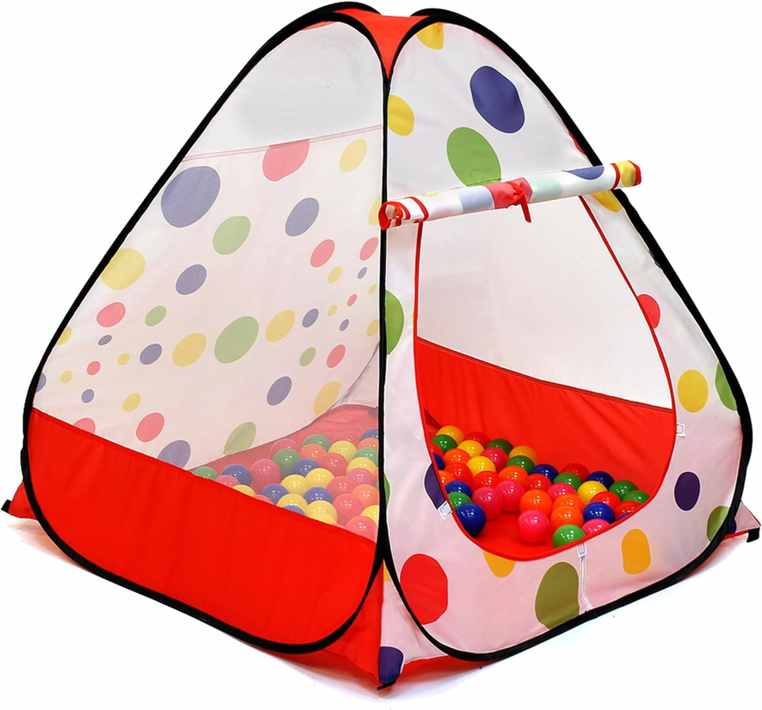 Kids Polka Dot Theme Ball Pit Play Tent, Indoor/Outdoor Pop-up Toy House, Extra Roomy, Easy ...