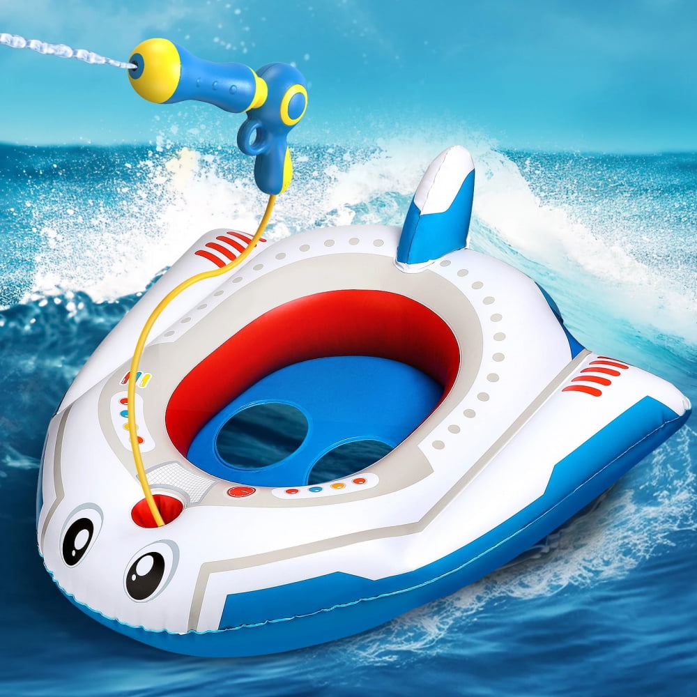 Kids Pool Float With Water Gun,Inflatable Ride-On Airplane Swimming ...