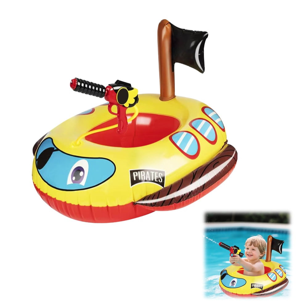 Kids Pool Floaties with Water Guns - 2025 Pirate Ship Inflatable Toys ...