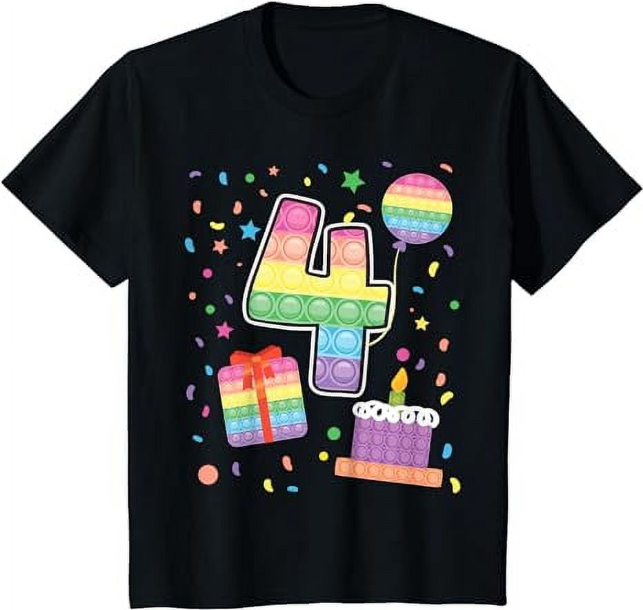 Kids Pop It 4th Birthday Girl Boys 4 Years Old Fidget T-Shirt - Walmart.com