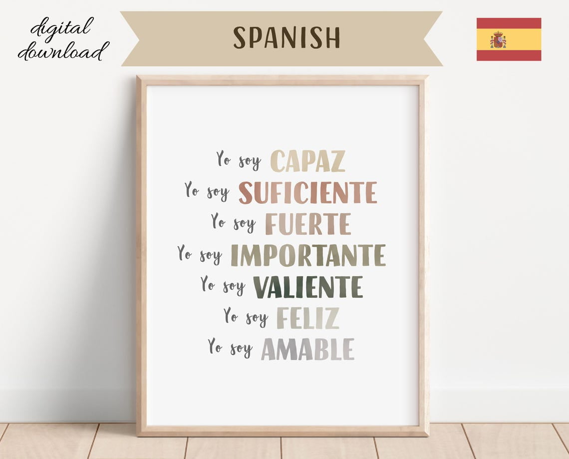Kids Positive Affirmation In Spanish, Daily Affirmations, Positive ...