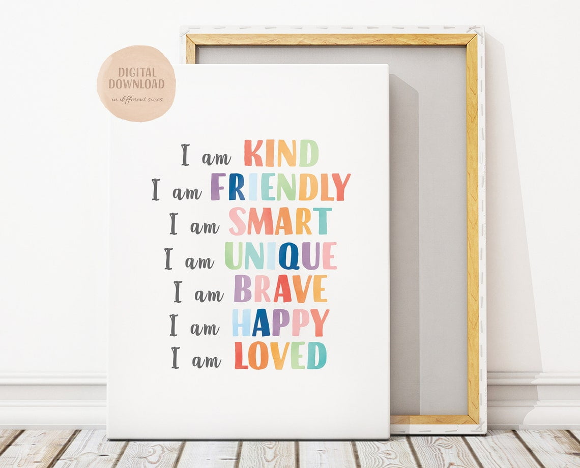 Kids Positive Affirmation Wall Art, Daily Affirmations Poster, Positive ...