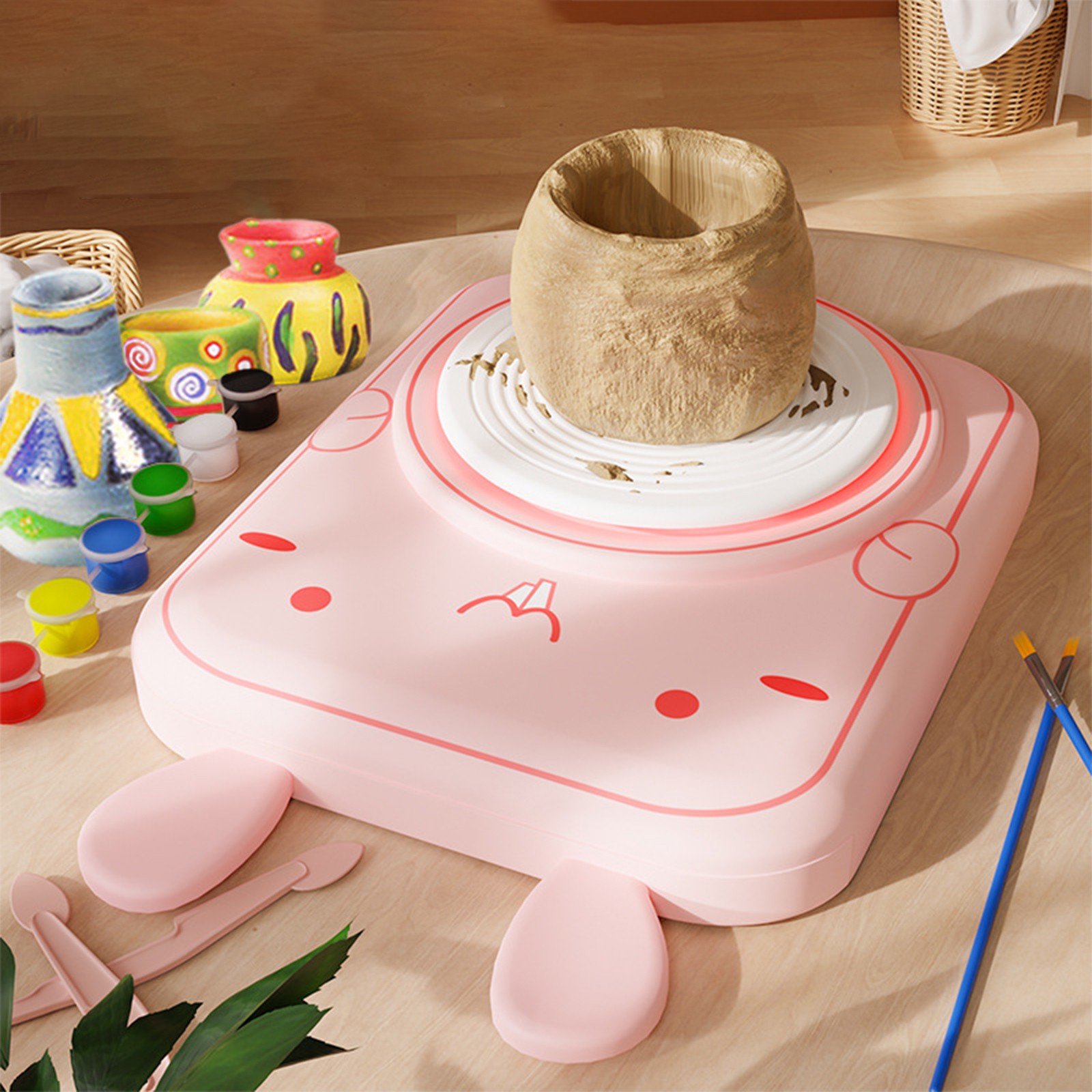 Kids Pottery Wheel Kit with Clay - Electric Craft Toy for Children ...